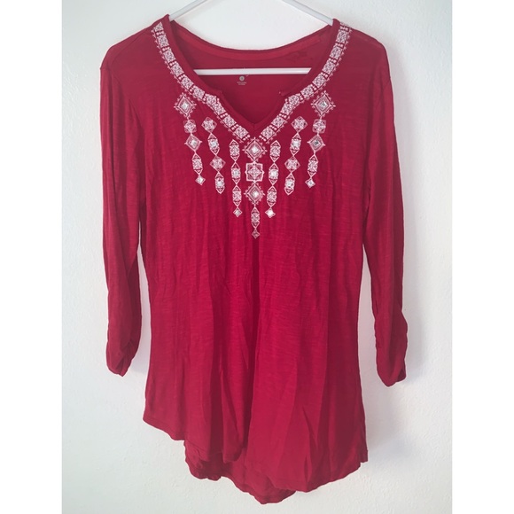 Indigo | Tops | Indigo Embroidery Hippie Boho Top | Poshmark